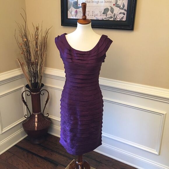 Adrianna Papell | Dresses | Adrianna Papell Shutter Pleat Cap Sleeve ...